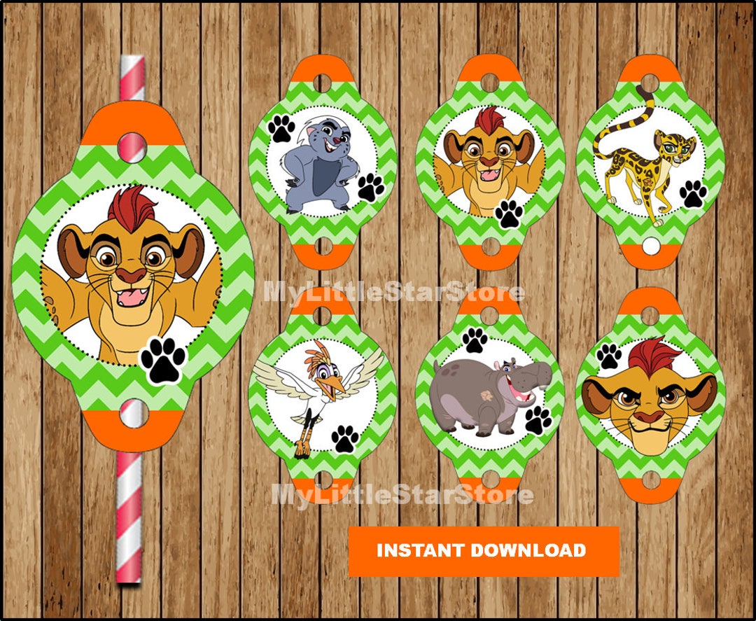 Lion Guard Straw Toppers, Printable Lion Guard Straw Tags , Lion Guard ...