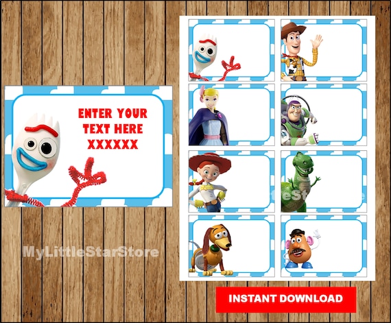 Toy Story 4 Book Labels Printable Toy Story Book party tags | Etsy