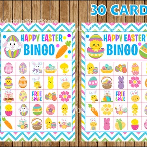 Happy Easter Bingo Game 30 Cards, Printable Easter Bingo Cards, Game ...