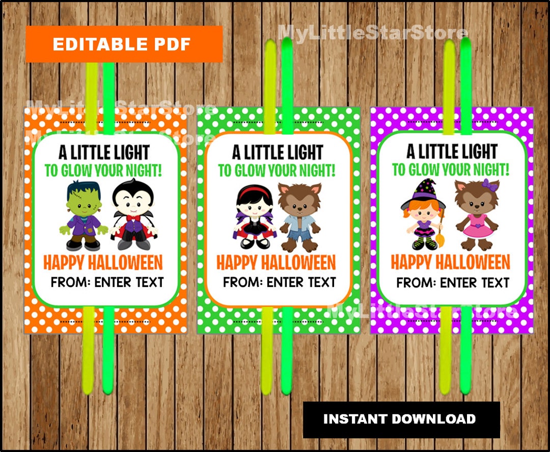A Little Light to Glow Your Night Tags, Printable Kids Halloween Tags ...