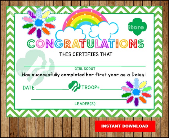 Girl Scouts First Year Daisy Certificate Girl Scouts First | Etsy