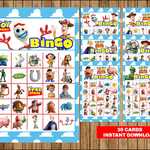 Toy Story Bingo Game 30 Cards Instant Download Printable Toy - Etsy