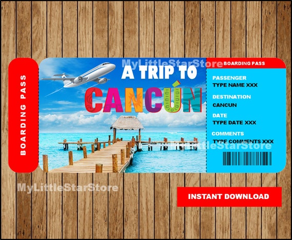 Cancun Surprise Printable Ticket Cancun Surprise Boarding | Etsy