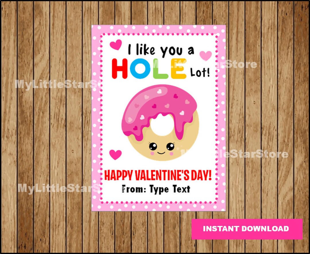 Donut Valentines Day Cards, Printable Like You a Hole Lot Valentine Tag ...