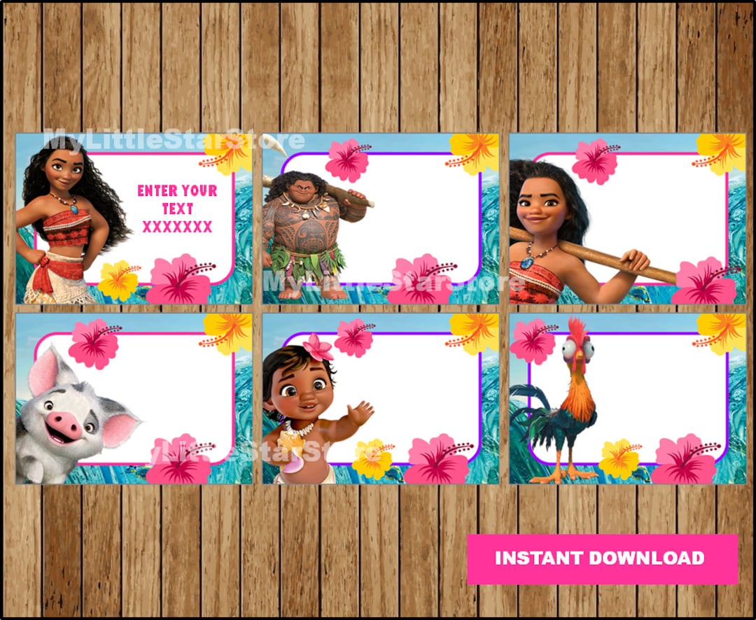 Moana Book Labels, Printable Moana Party Tags, Cards, Moana Back to ...