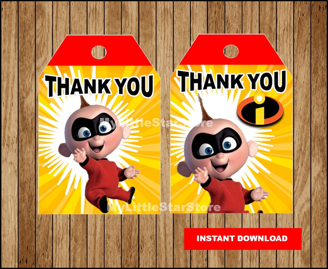 Incredibles Jack-jack Thank You Tags Printable the | Etsy