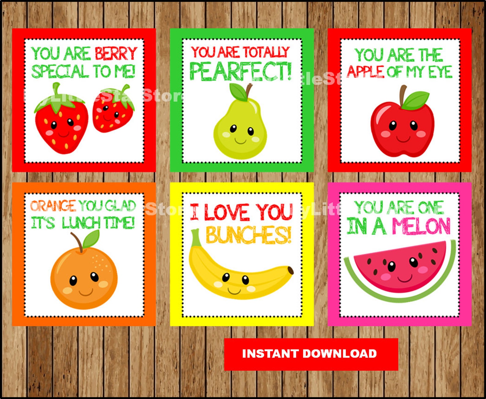 Printable Fruit Lunch Box Notes , Lunch Box Notes , Printable Note ...