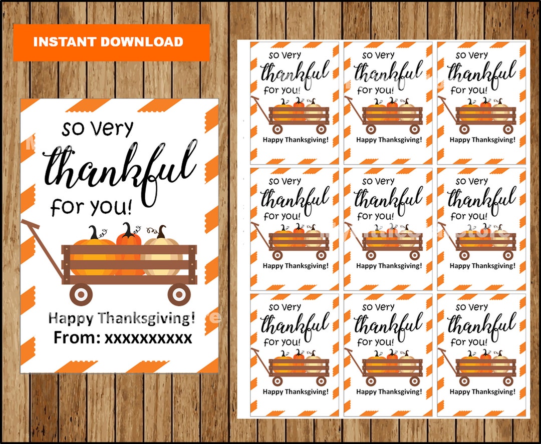 So Very Thankful for You Gift Tags Printable Thanksgiving - Etsy