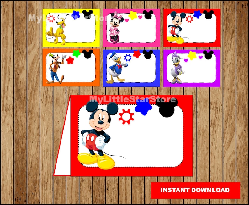 Mickey Mouse Food Labels Printable Mickey Mouse Food Tent | Etsy
