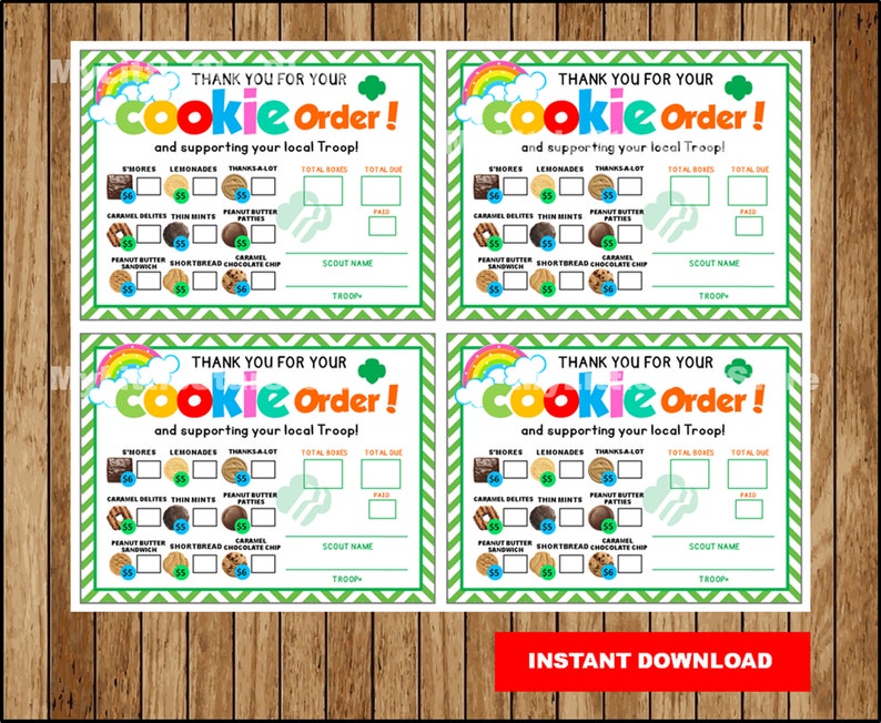 ABC Girl Scout Cookie Order Form ABC Girl Scouts Cookie | Etsy