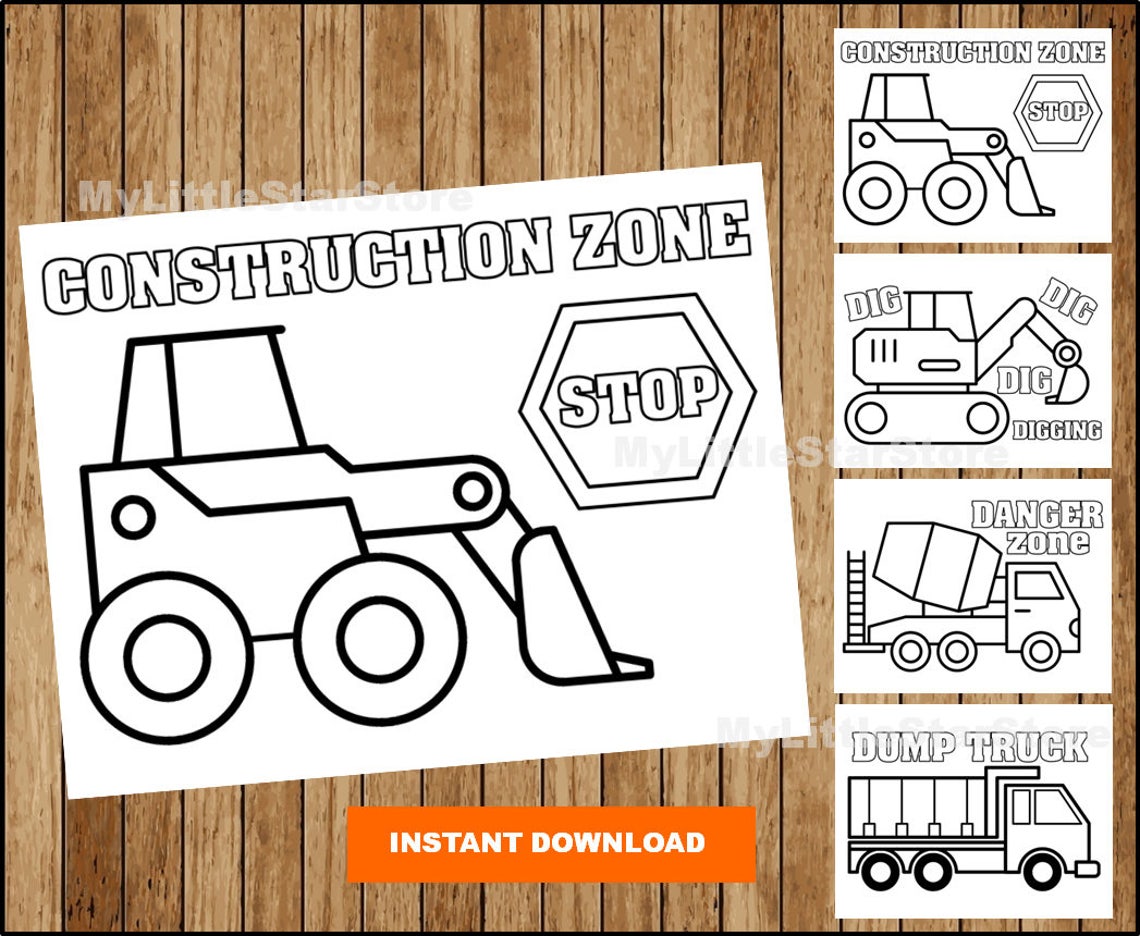 Construction Colouring Pages Construction Party Printable - Etsy