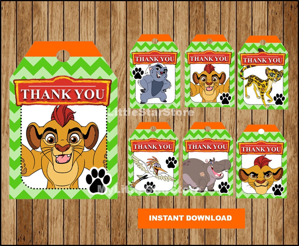 Lion Guard Thank You Tags, Printable Lion Guard Tags, Lion Guard Party ...