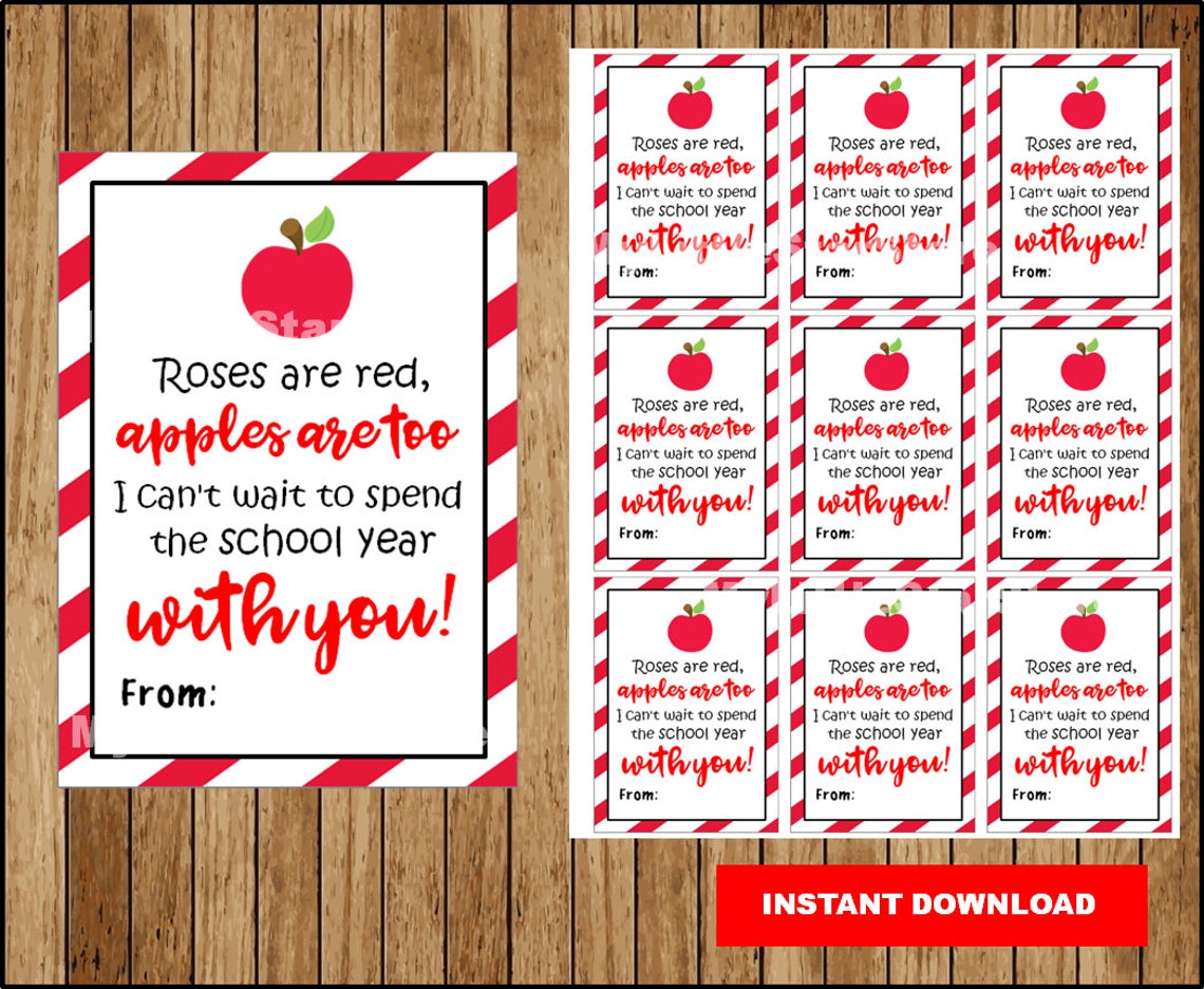 Printable Gift Tag Teacher Appreciation Gift Roses Are Red - Etsy