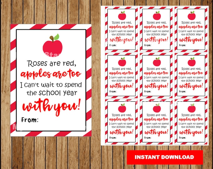 Printable Gift Tag Teacher Appreciation Gift Roses Are Red - Etsy