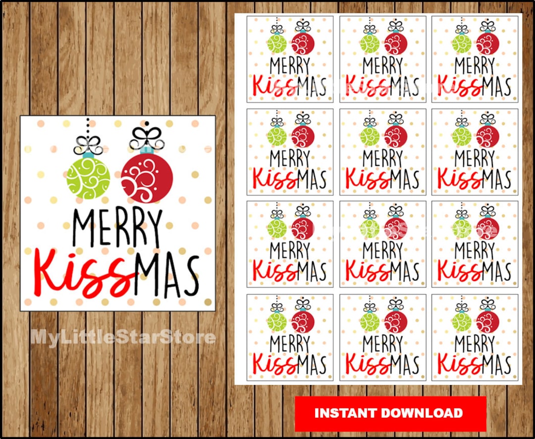 Merry Kissmas Gift Tags, Printable Merry Kissmas Lip Balm Gift ...