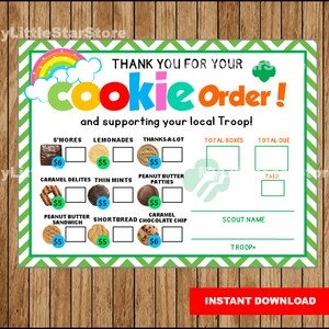 ABC Girl Scout Cookie Order Form ABC Girl Scouts Cookie - Etsy