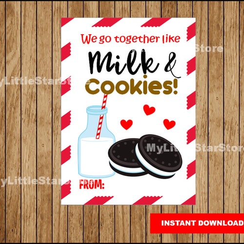 PRINTABLE We Go Together Like Milk & Cookies Happy - Etsy