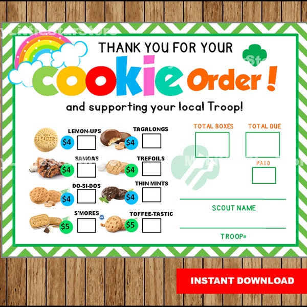 2023 Girl Scout Cookie Order Form - Etsy