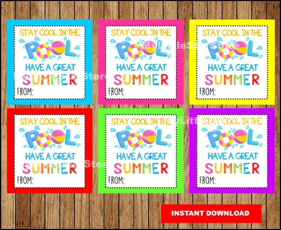 End of the School Year Tags Printable Pool Summer Gift Tag - Etsy