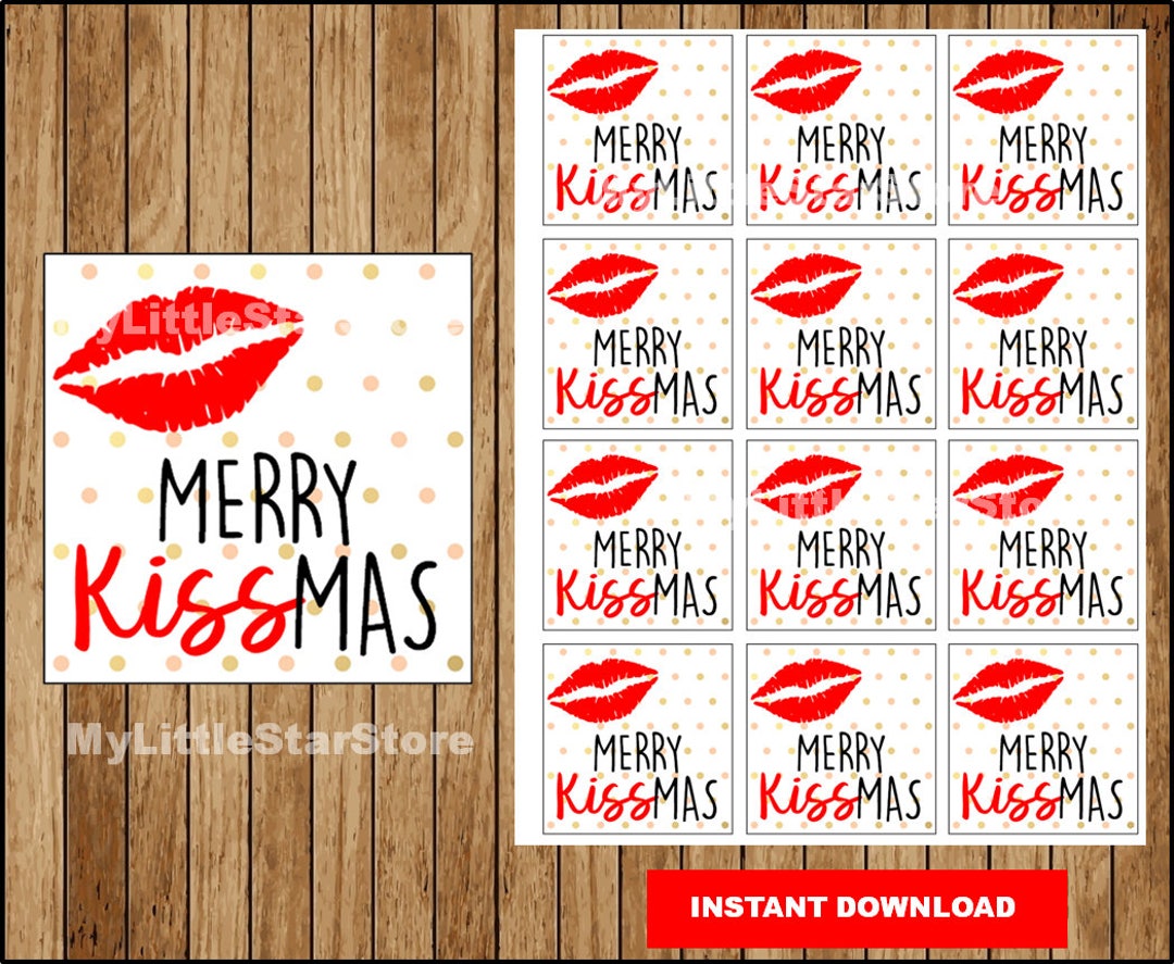 Merry Kissmas Printable Tags, Printable Merry Kissmas Gift Tags ...