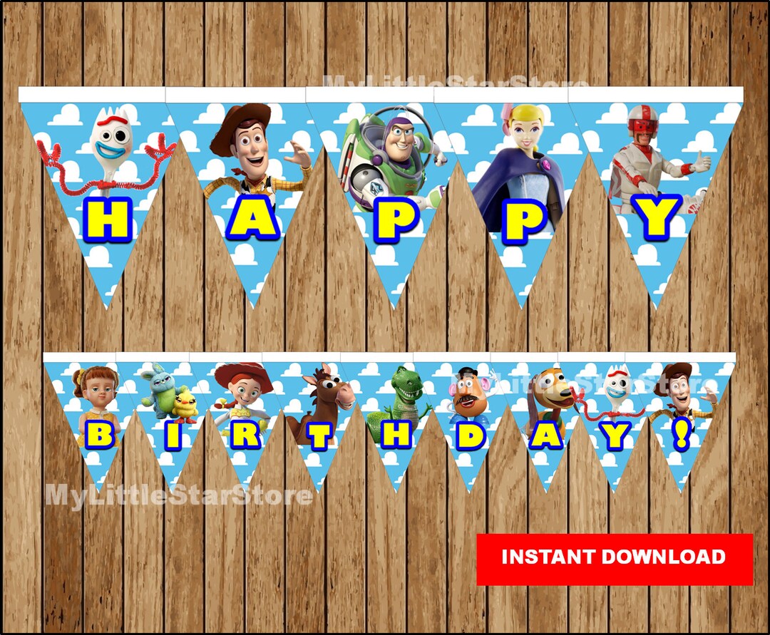Toy Story 4 Banner, Printable Toy Story Triangle Banner, Toy Story ...
