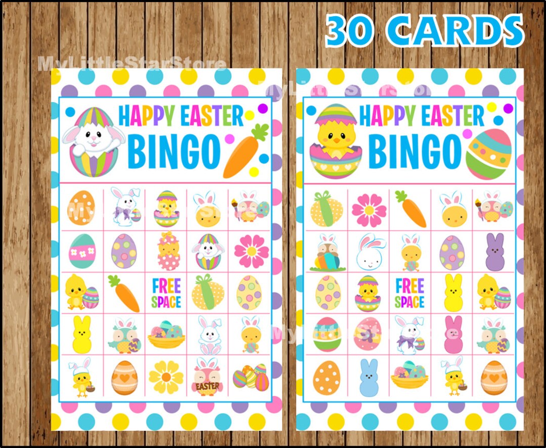 Easter Bingo Game 30 Cards, Printable Happy Easter Bingo Cards, Game ...