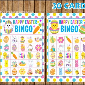 Easter Bingo Game 30 Cards, Printable Happy Easter Bingo Cards, Game ...