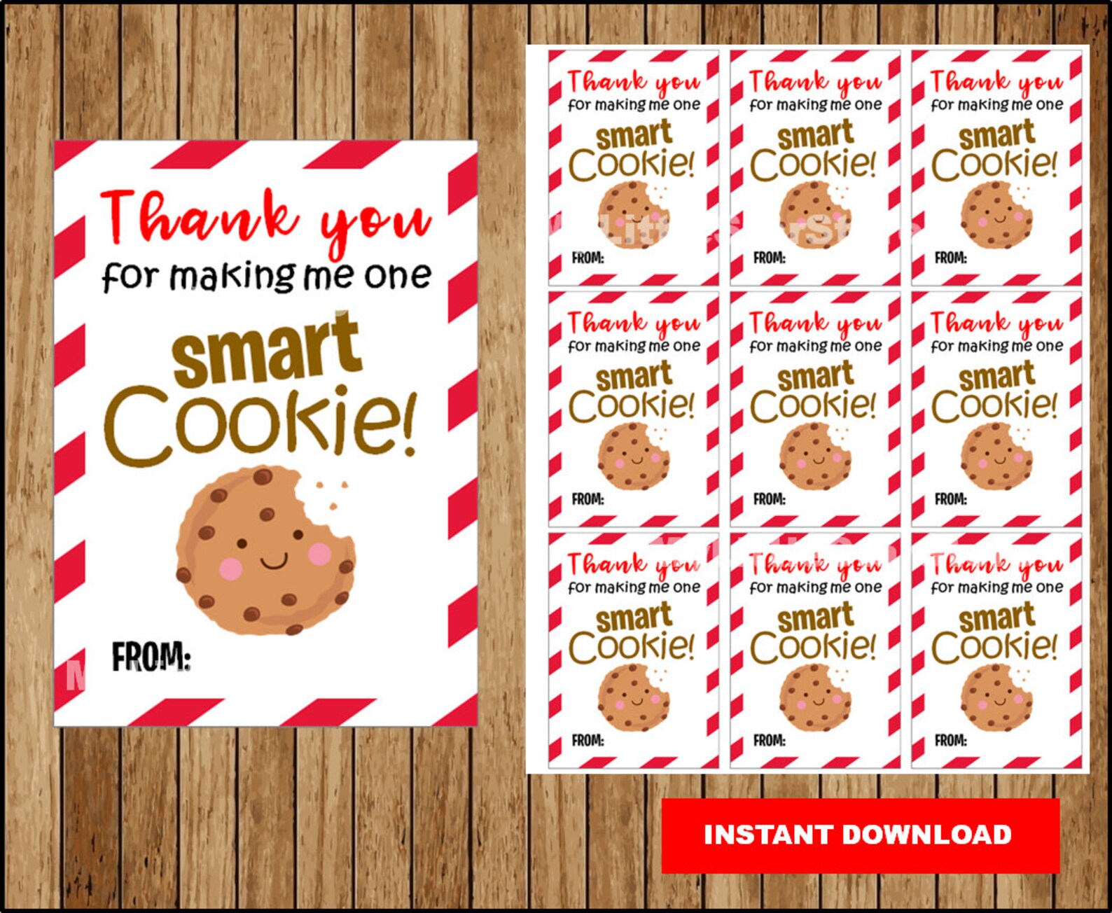 Teacher Appreciation Gift Tag, One Smart Cookie Tag, Smart Cookie Gift ...