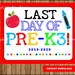 Last Day of Pre-k3 Photo Prop, Printable Last Day of School Sign, Last ...