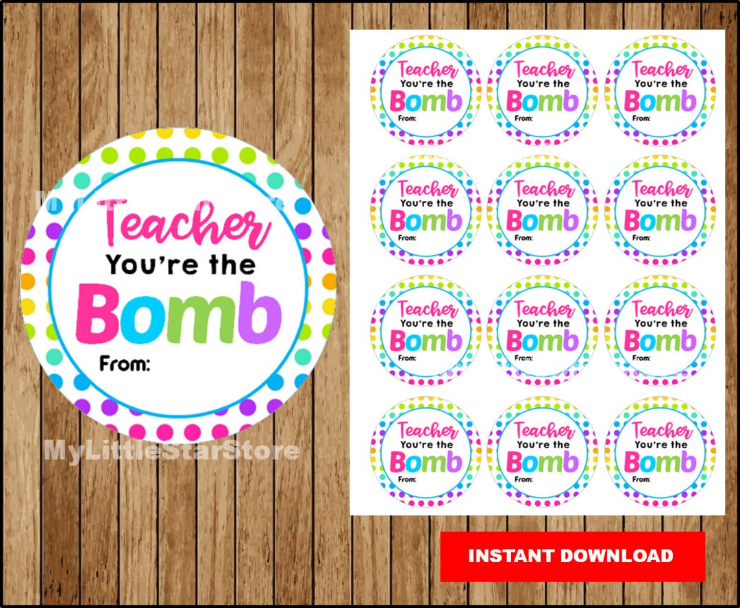 Teacher Appreciation Week Gift, Teacher Bomb Gift Tag, Teacher ...
