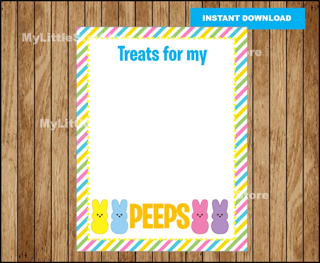 Treats for My Peeps Printable Card, Happy Easter Peeps Card , Easter ...