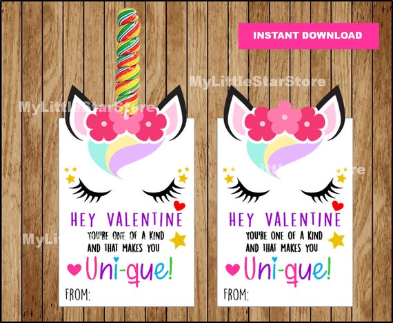 Unicorn Valentines Printable Cards Printable Unicorn | Etsy