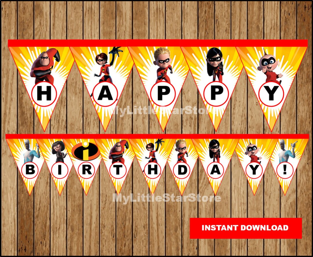 Incredibles Banner, Printable the Incredibles Triangle Banner, the ...