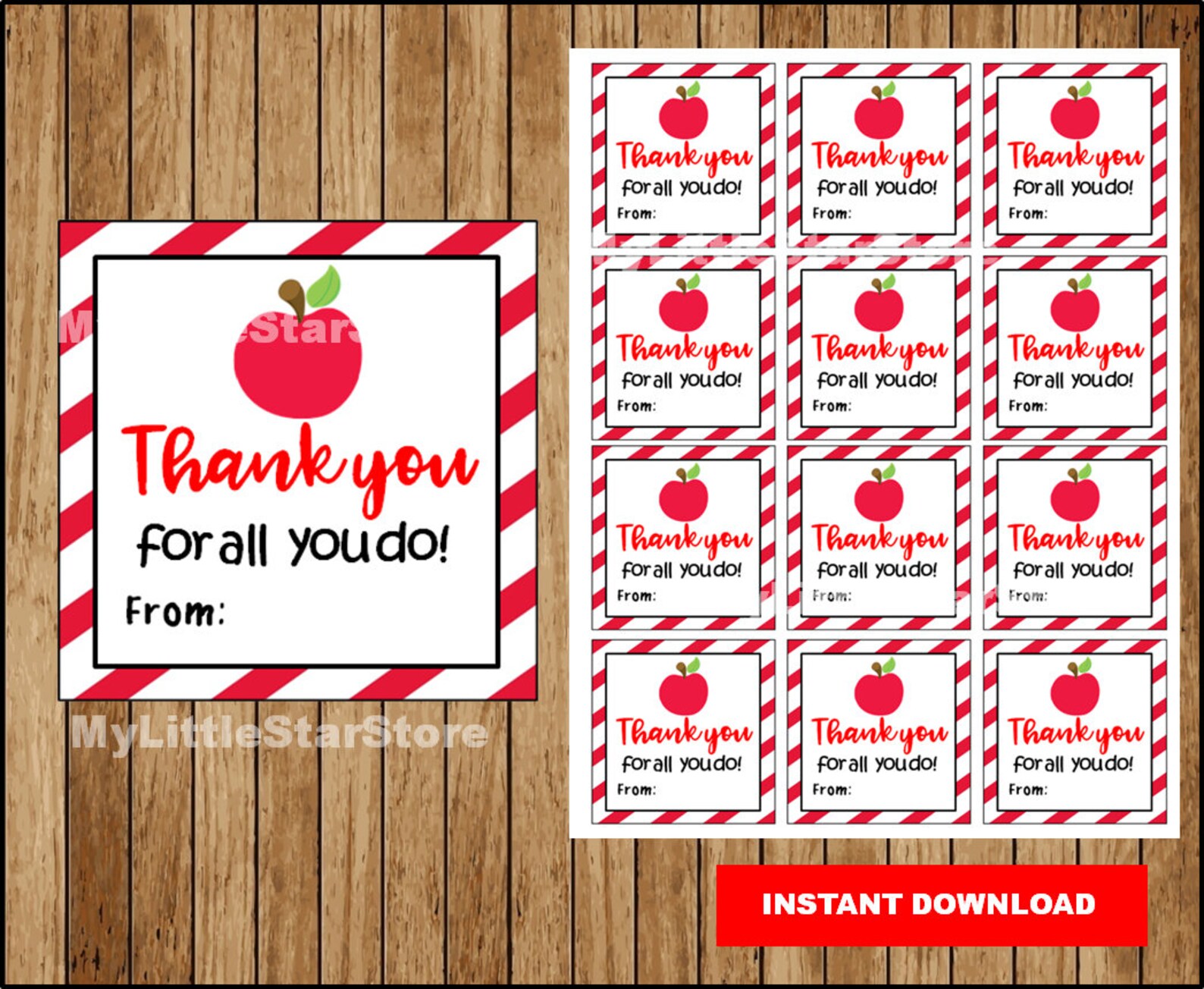 Teacher Appreciation Gift tag Apple Gift Tag Apple Teacher | Etsy