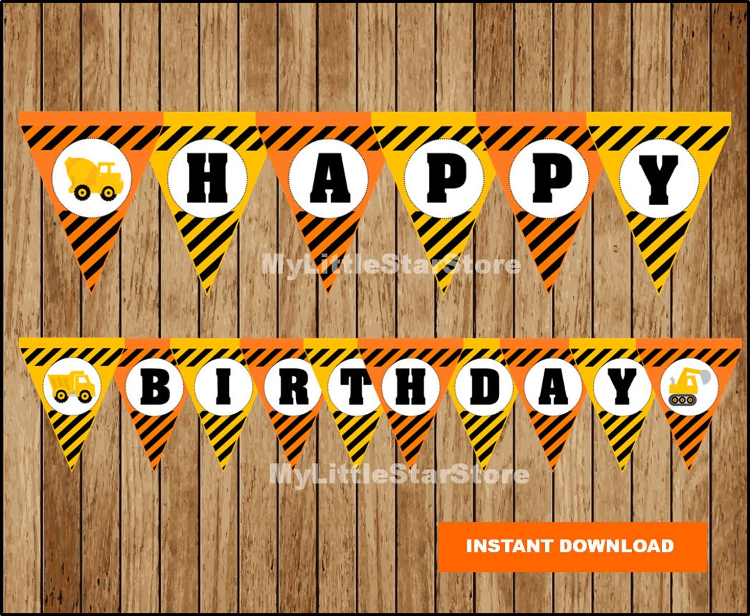 Construction Banner, Printable Construction Triangle Banner ...