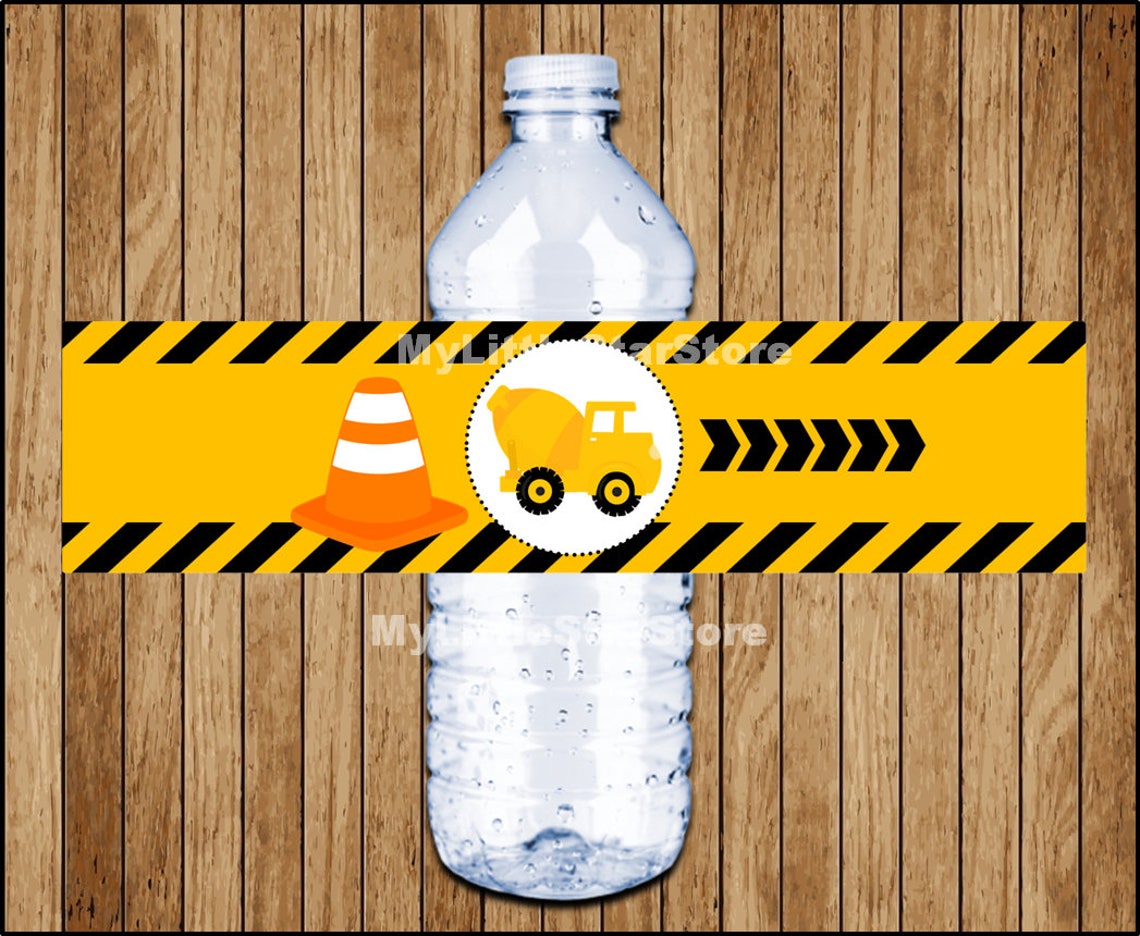 Construction Bottle Labels, Printable Construction Water Bottle Labels ...