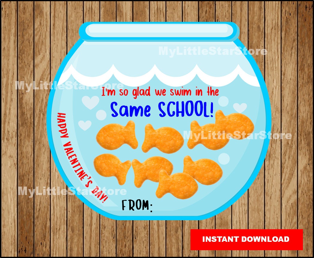 Printable Fish Bowl Valentine Cards, I'm so Glad We Swim in the Same ...