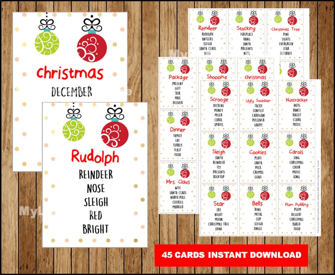 Christmas Taboo Game, Printable Christmas Party Game, Christmas Family ...