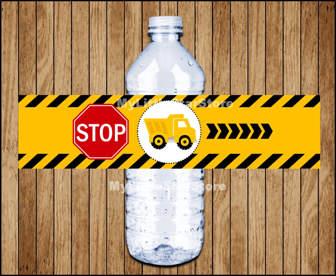 Construction Bottle Labels Printable Construction Water - Etsy