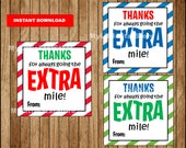 Teacher Appreciation Gift Tag Thanks for Going the EXTRA Mile - Etsy