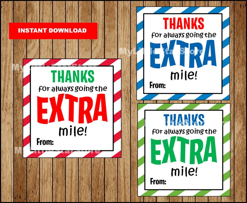 Teacher Appreciation Gift Tag Thanks for Going the EXTRA Mile | Etsy