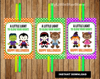 Printable A Little Light to Glow Your Night. Monster Glow Stick Cards ...