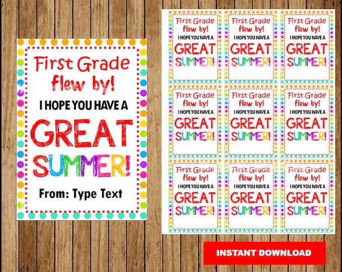 End of School Year Gift Tag Year Flew by Summer Tag First - Etsy