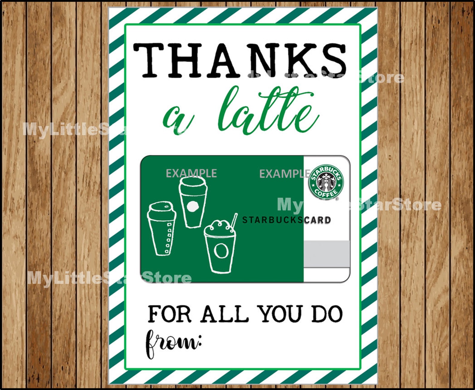 Printable Thanks a Latte Thank You Card Teacher Appreciation | Etsy