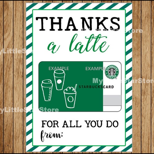 Printable Thanks a Latte Thank You Card Teacher Appreciation | Etsy