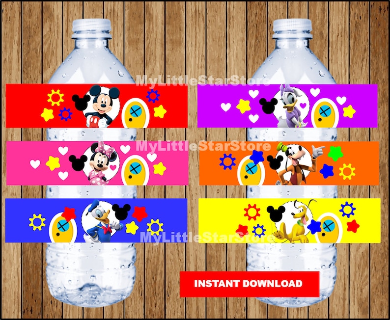 Mickey Mouse Bottle Labels Printable Mickey Mouse Water | Etsy