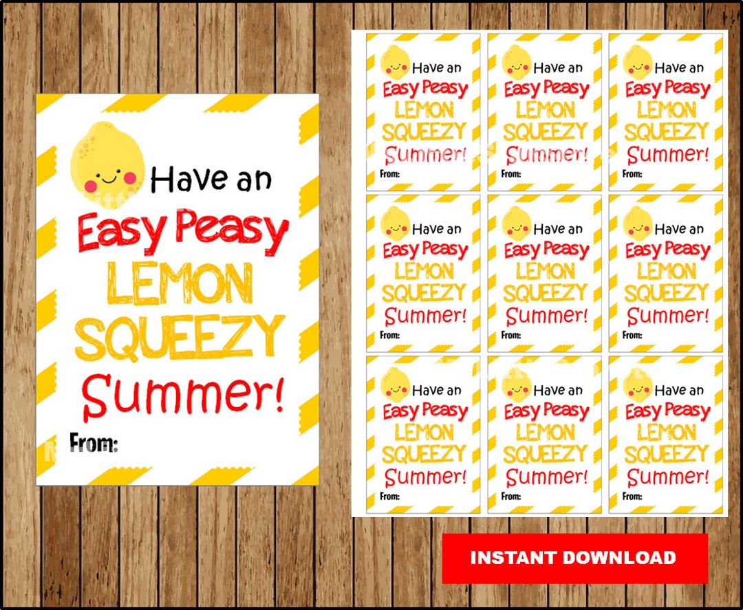 Easy Peasy Lemon Squeezy Teacher Gift Tag, Funny Teacher Appreciation ...