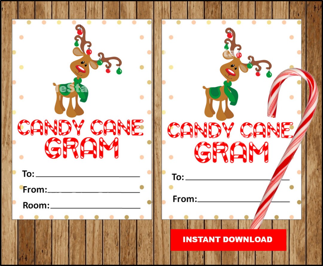 Reindeer Candy Cane Grams, Christmas Candy Cane Holder , Printable ...