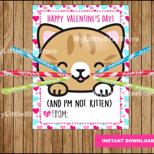 Cat Valentine Cards Kitten Valentines Printable Cards - Etsy