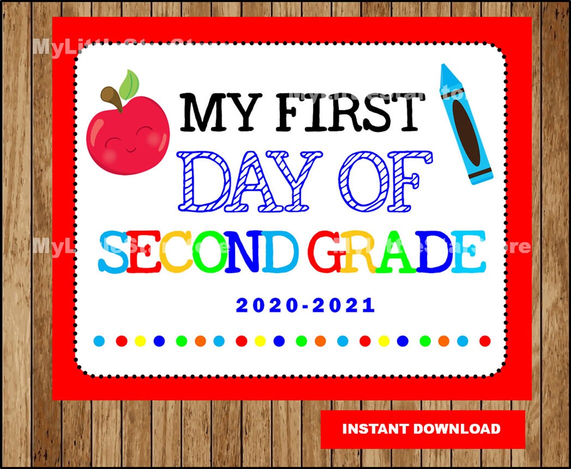 First Day of Second Grade Sign Printable First Day of Second | Etsy